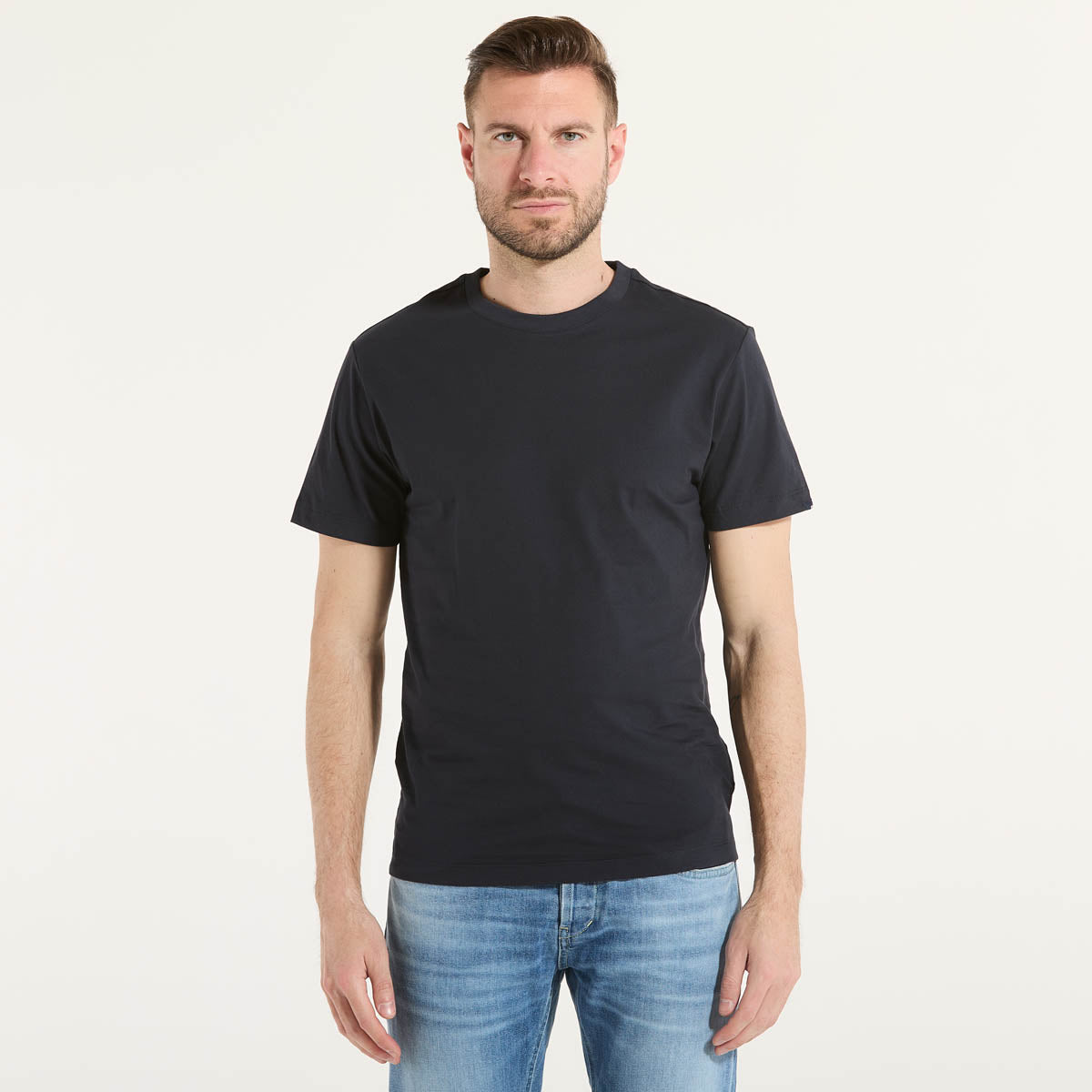 ADD t-shirt basic girocollo in tessuto blu